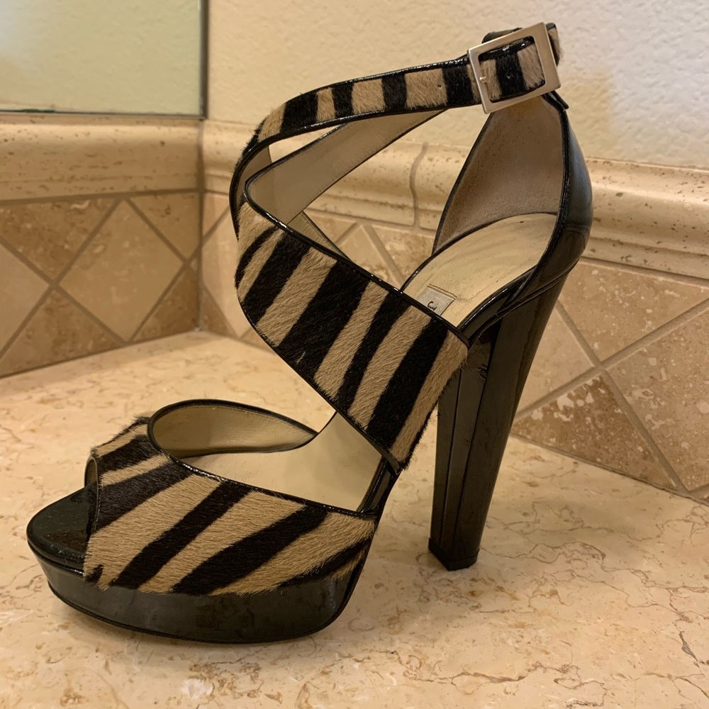 Jimmy Choo Platform Zebra Print Pony - Gem
